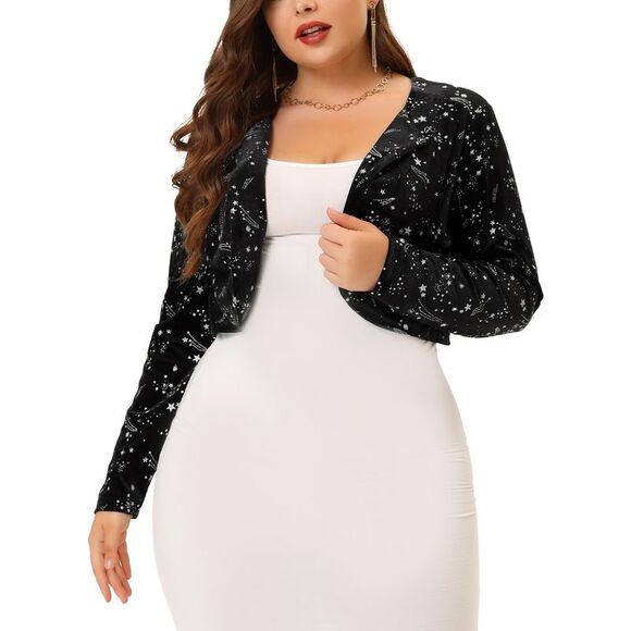 Agnes Orinda | Tops | Plus Size Velvet Shrug Women Open Front Cropped ...